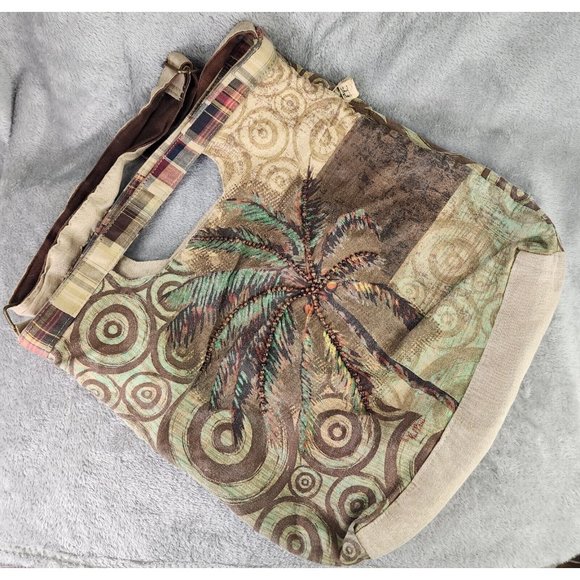 Paul Brent | Bags | Paul Brent Purse Brown Canvas Beaded Palm Tree Boho ...